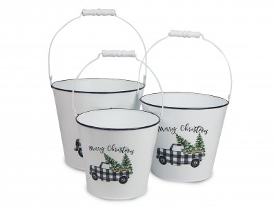 Zink-Eimer Emil mit Motiv weiß/schwarz · 2457-8