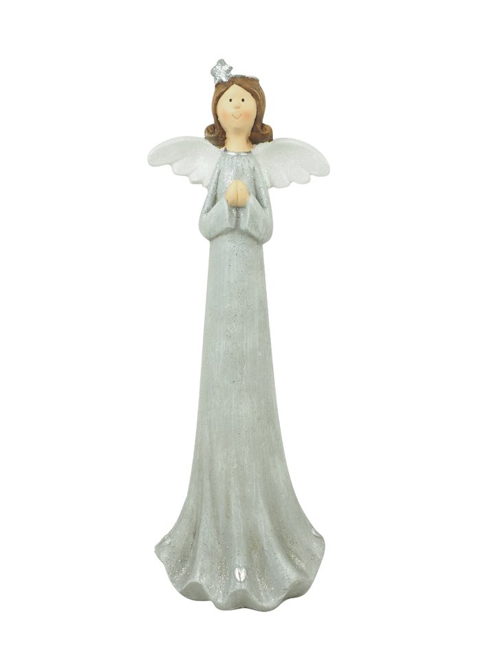 Keramik-Engel Yvi 46x16cm grau · 2015-59